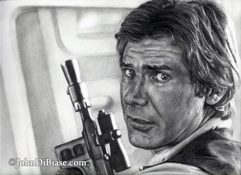 Han Solo Freehand Graphite Pencil Portrait Drawing – The Artwork of ...