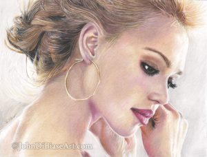 Jessica Alba Freehand Colored Pencil Drawing – The Artwork of John DiBiase
