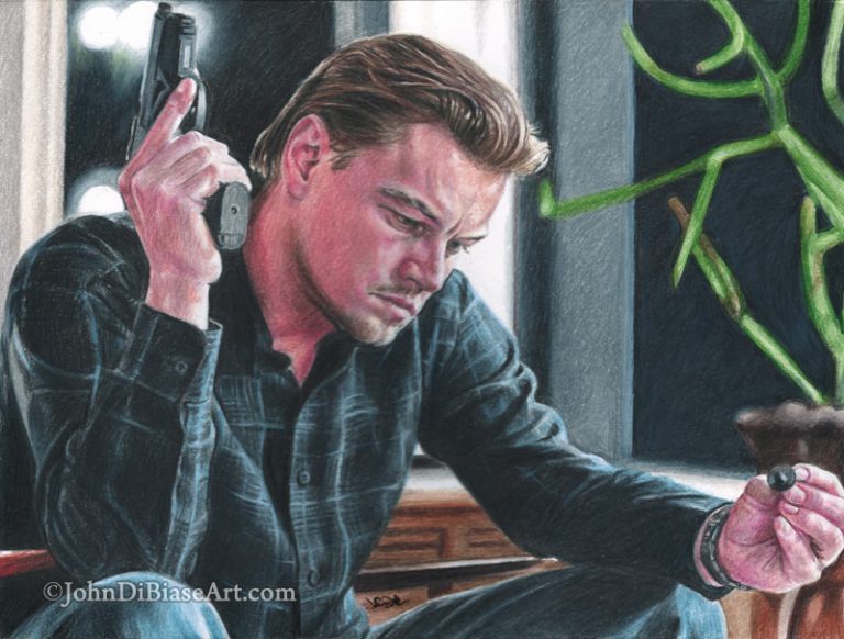 Leonardo DiCaprio “Inception” Cobb Commissioned Freehand Colored Pencil ...
