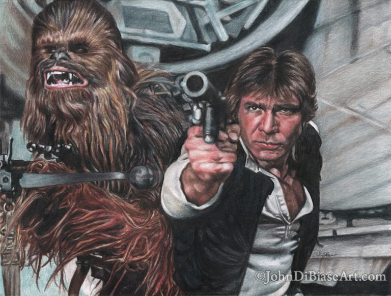 Han Solo and Chewbacca Freehand Colored Pencil Drawing – The Artwork of ...