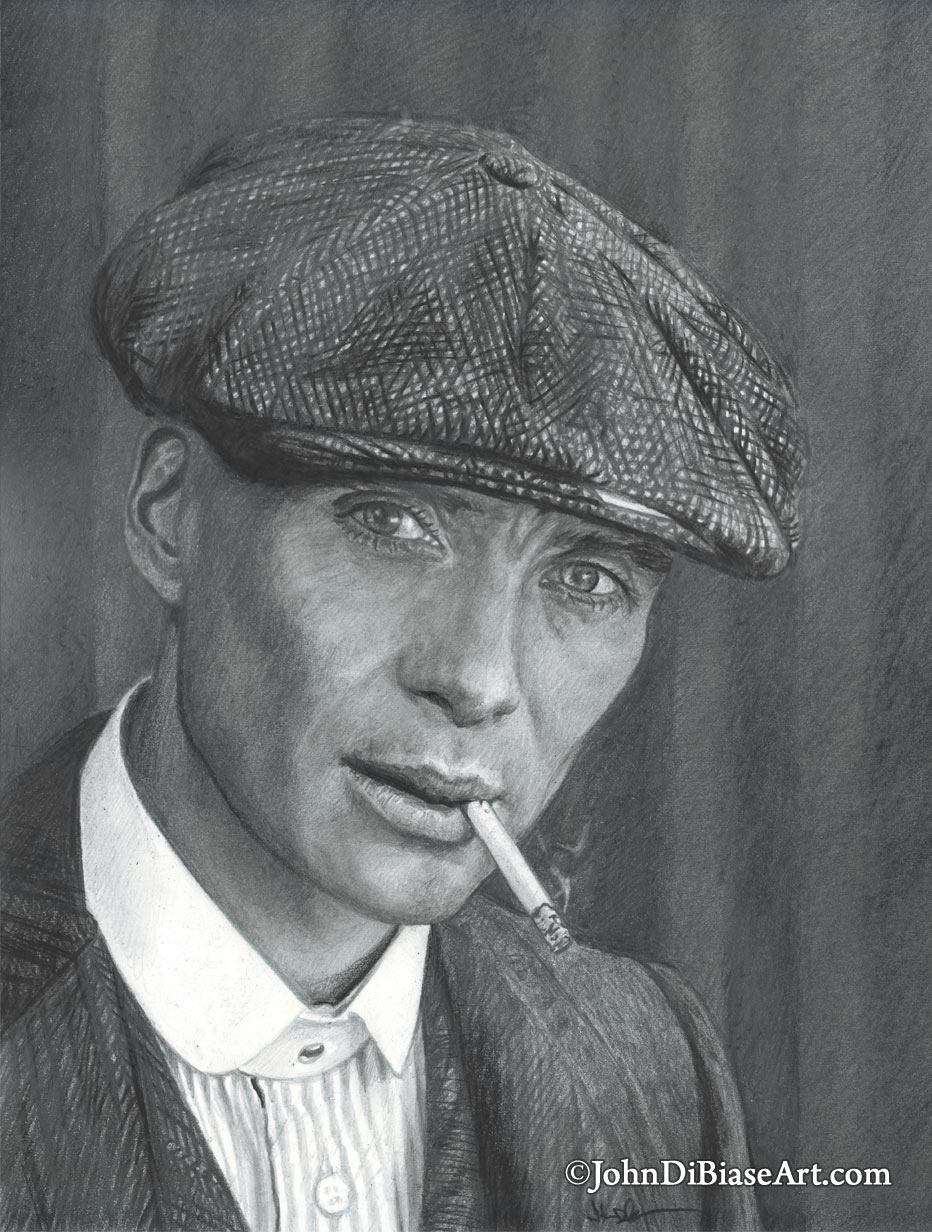 Cillian Murphy as Tommy Shelby in Peaky Blinders Freehand Graphite ...