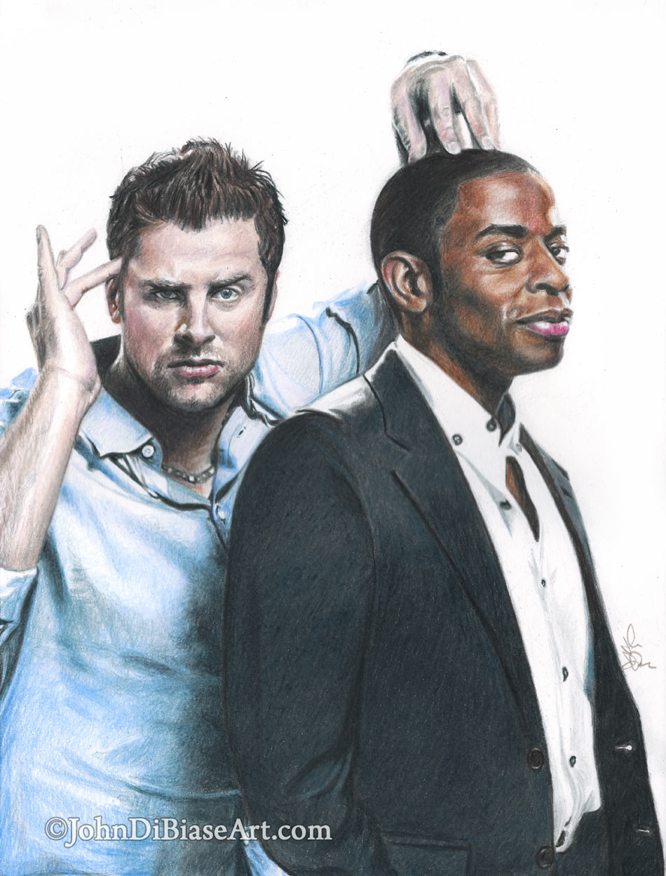 Shawn and Gus (as “Magic Head”) from TV’s Psych Freehand Colored Pencil ...