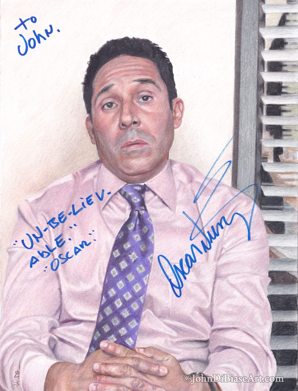Oscar Nunez The Office AUTOGRAPHED Colored Pencil Drawing – The Artwork ...