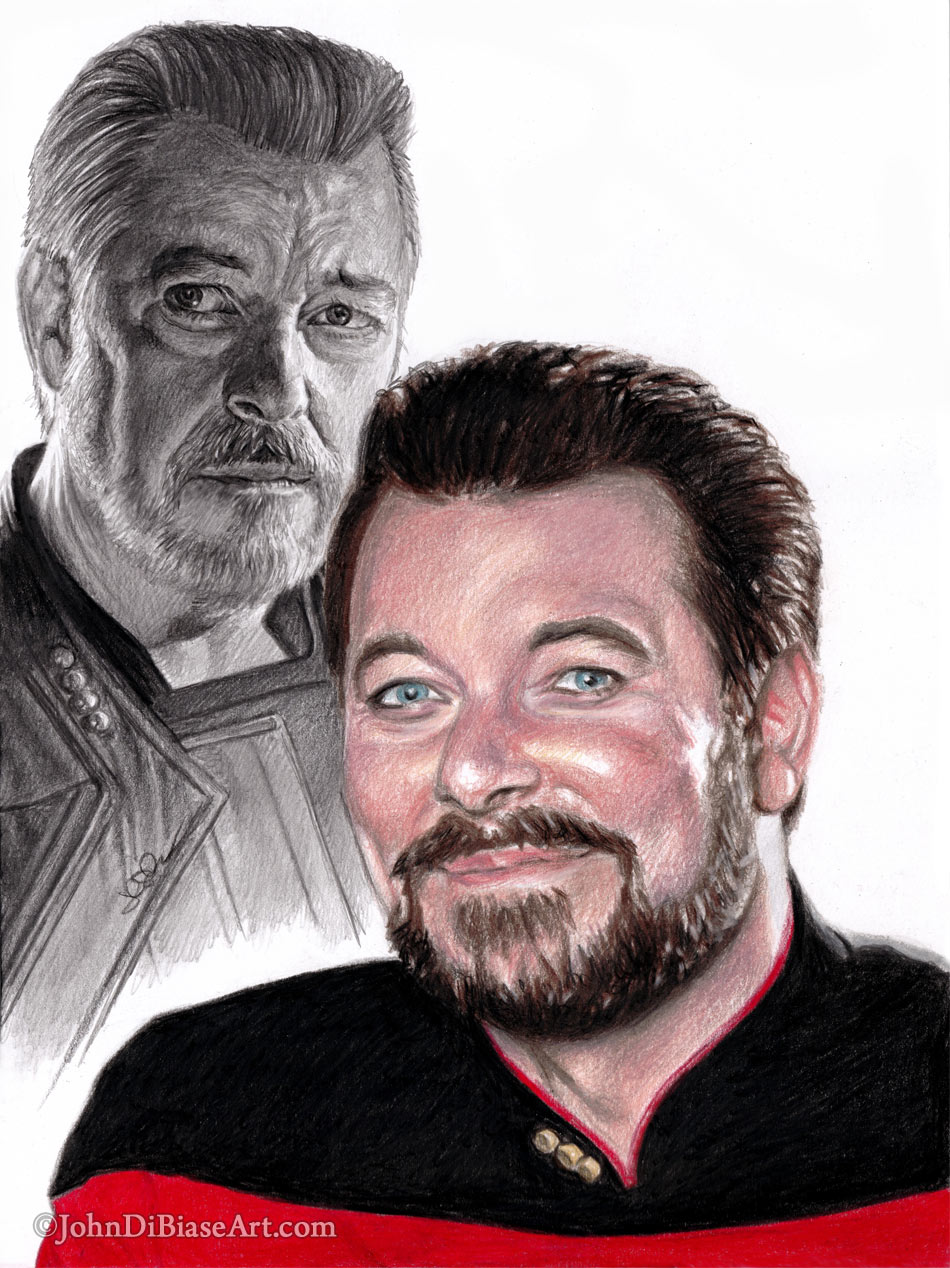Star Trek Will Riker (Jonathan Frakes) Freehand Colored Pencil Drawing ...