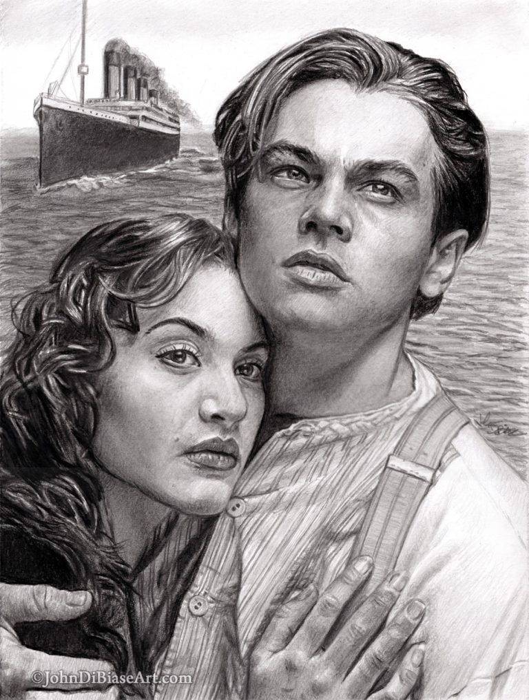 Jack and Rose Titanic Freehand Graphite Drawing – The Artwork of John ...